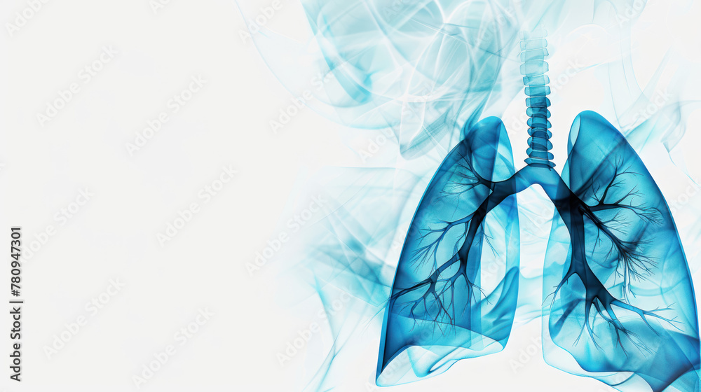digital x-ray image of human lungs with smoke effect for health and ...