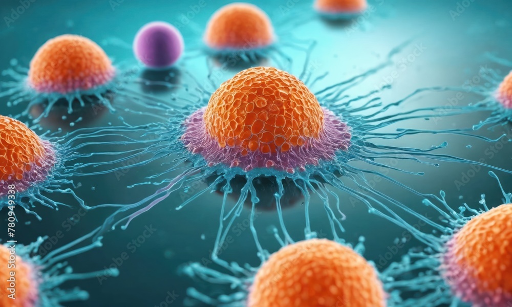 Cancer cells vis - illustration enhanced scanning electron micrograph ...