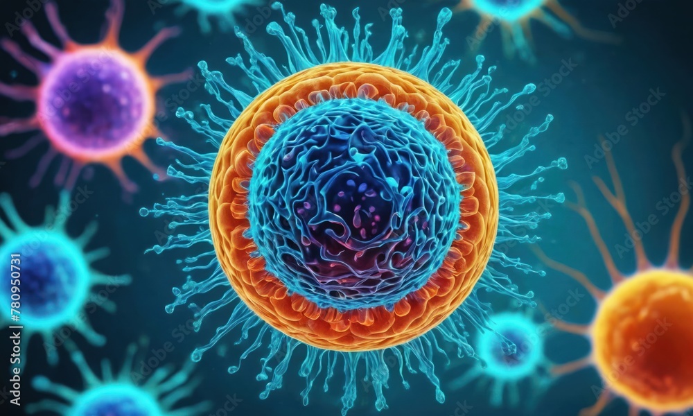 Cancer cells vis - illustration enhanced scanning electron micrograph ...