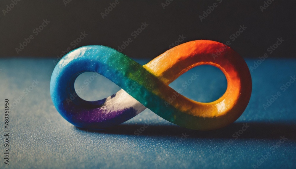 world autism awareness day background rainbow colored infinity on blue ...