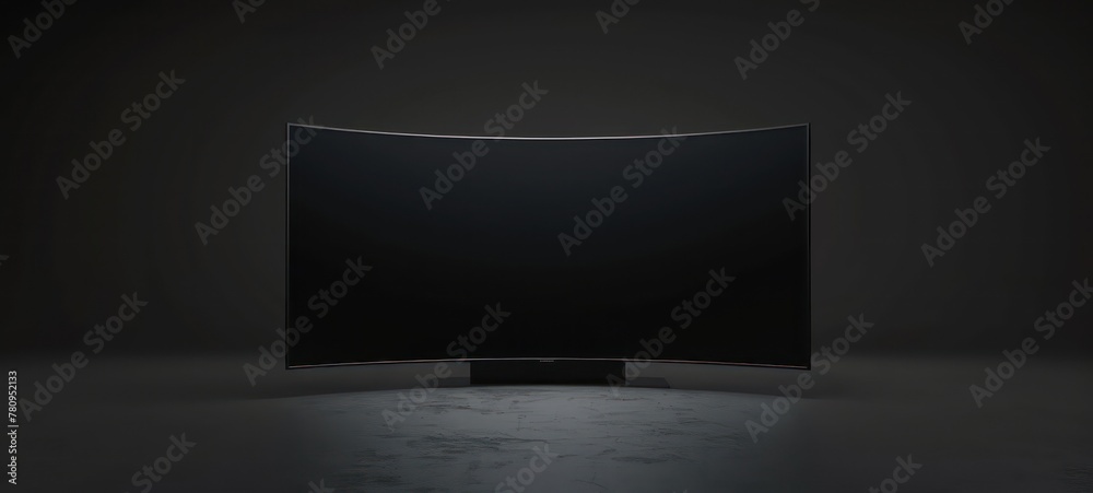 Isolated flat or curved television tv set screen background in the ...
