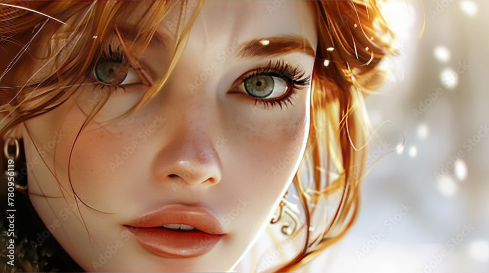 A photorealistic image of femininity on a white background with a ...