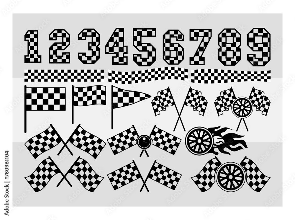 Racing Flag SVG Silhouette Bundle, Racing Svg, Racing Flag Silhouette ...