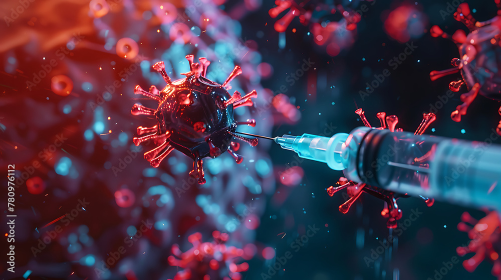 a close-up view of a syringe injecting a substance into a ...