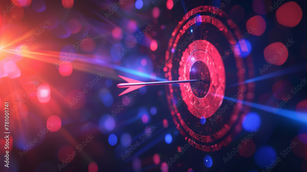 Futuristic target with a glowing arrow - High-tech concept of a glowing ...