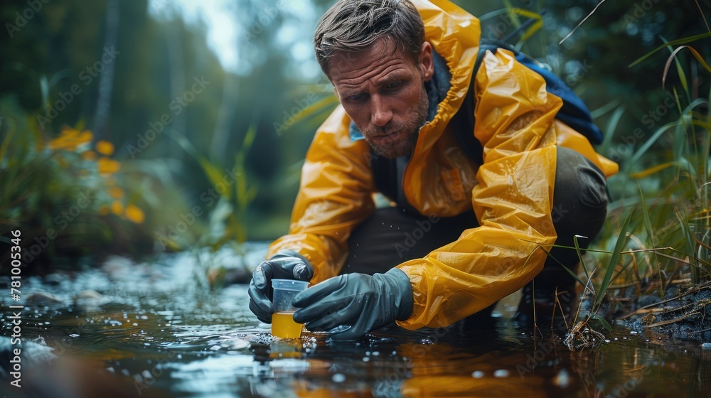 Scientists river water sampling for analyze environmental Impact and ...