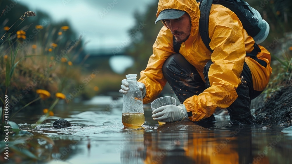 Scientists river water sampling for analyze environmental Impact and ...