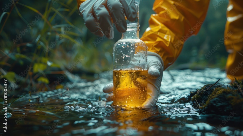 Scientists river water sampling for analyze environmental Impact and ...