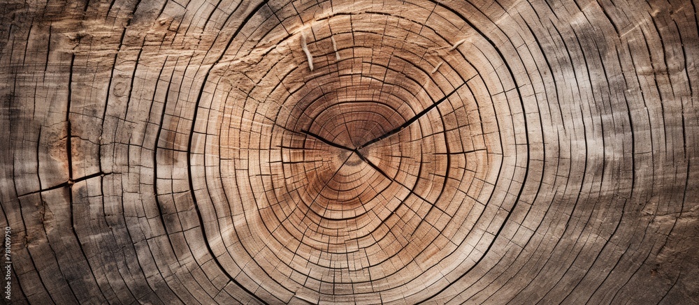 Detailed view of a tree trunk showing its cross section, revealing ...