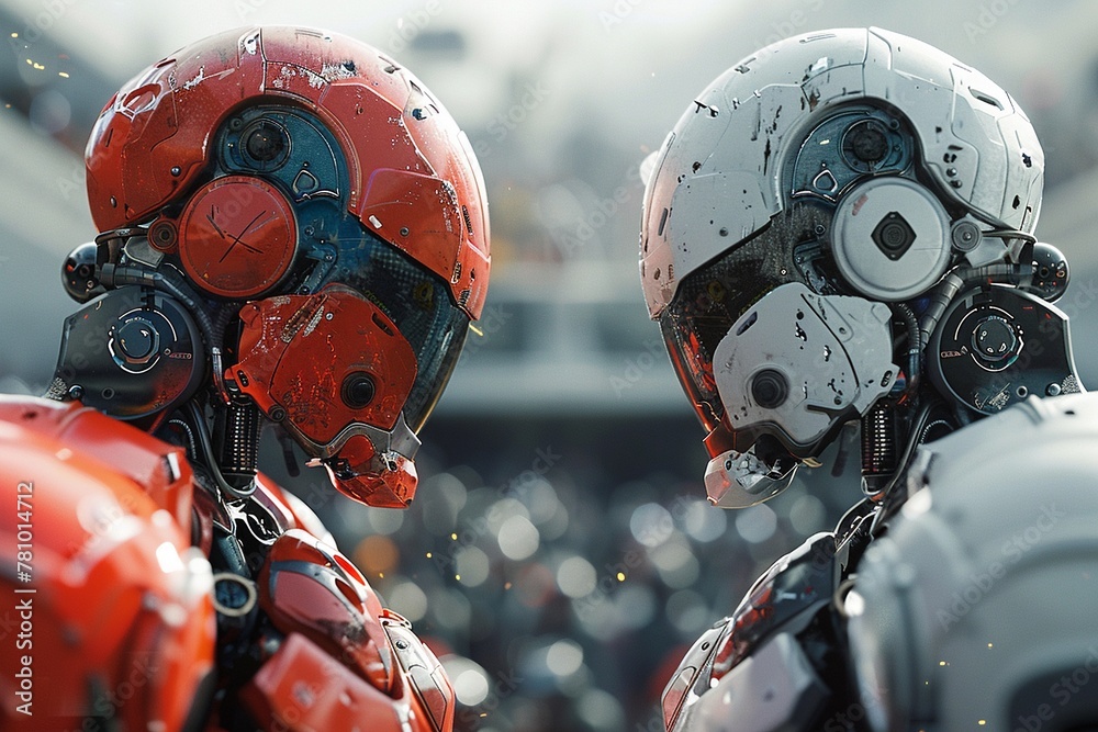 Sporty showdown, robots vs humans in a 3D imaginative beauty clash ...