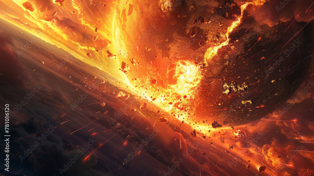 Conceptual art of earth's core as a ticking time bomb, with fissures ...