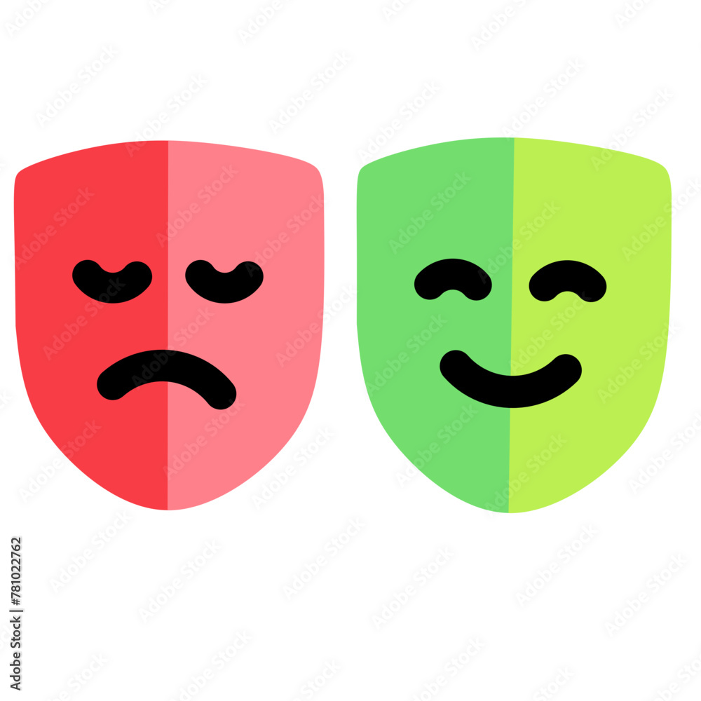 Vetor de Theatre expression mask icon. Performing arts emoji icon.Drama ...