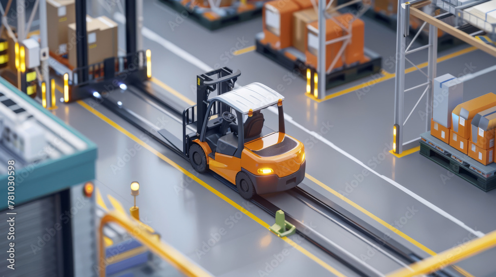 Schematic animation of a forklift's pathfinding algorithm, navigating ...