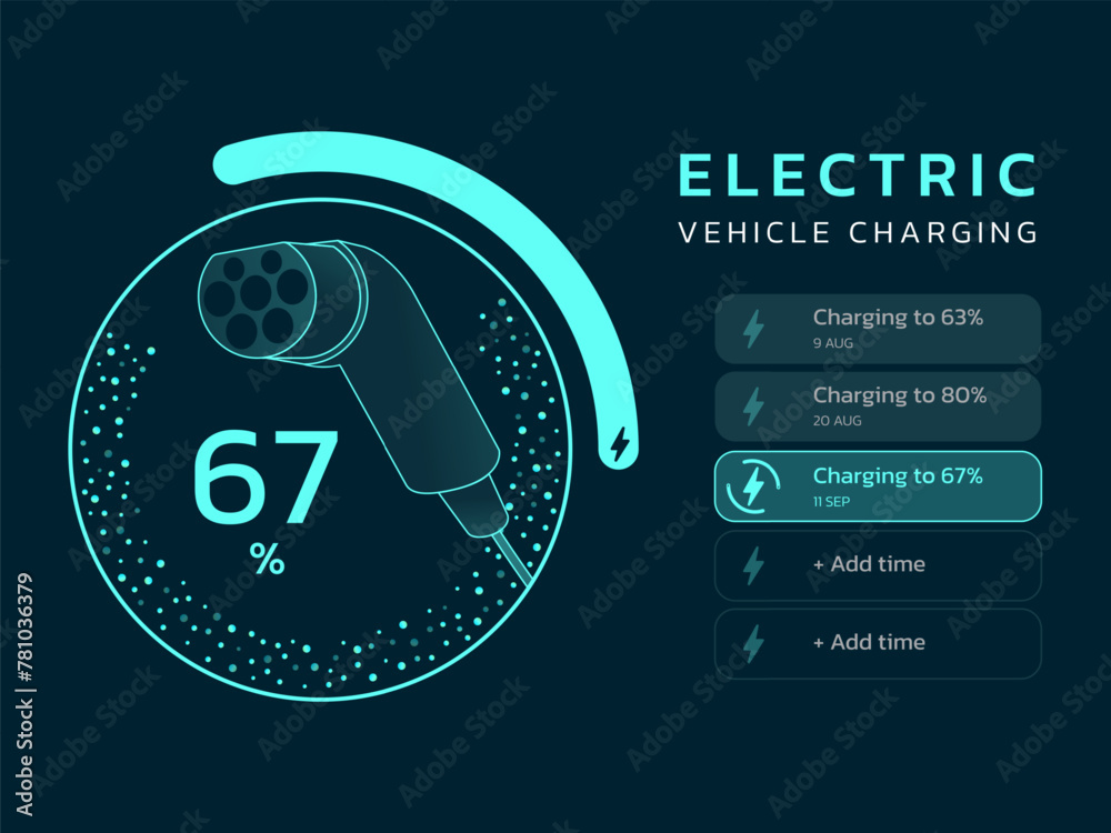 Poster Electric Vehicle battery charging Status Dashboard Hologram ...