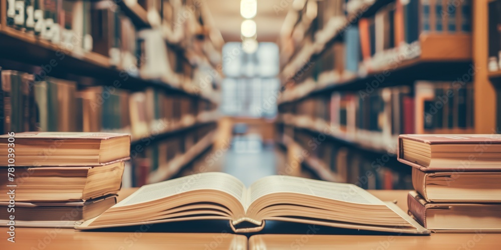 Symmetrical Composition: Stacked Piles of Books on Both Sides of an ...