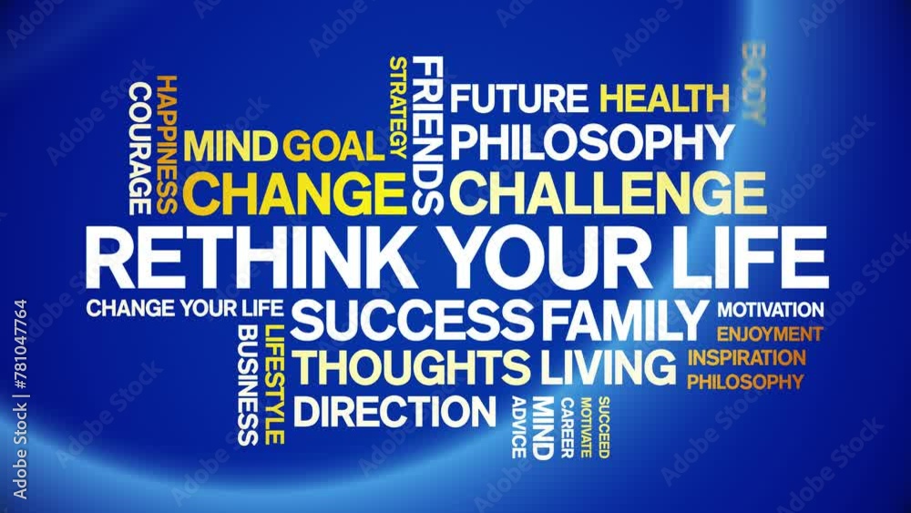 Rethink Your Life animated word cloud;text design animation tag kinetic ...