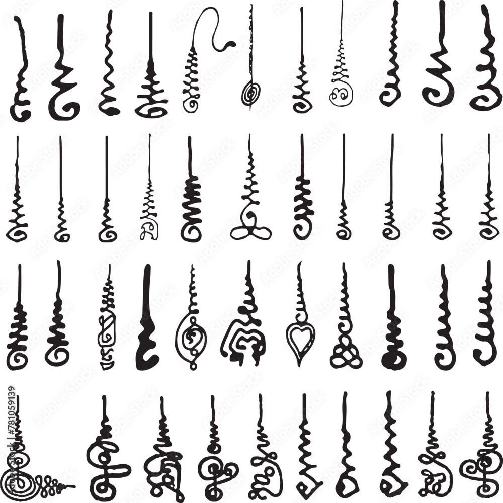 Thailand talisman set. Thai ancient traditional tattoo,Sak yant thai ...