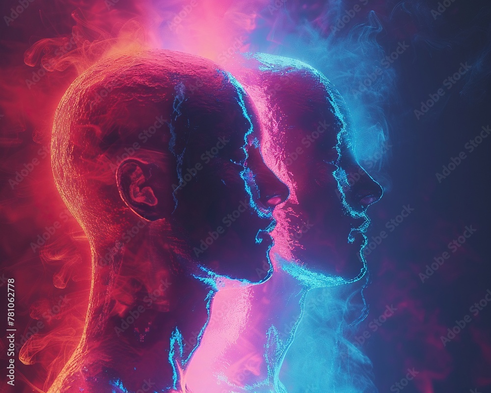 Mind merger, two individuals connected by memories, experiencing each ...