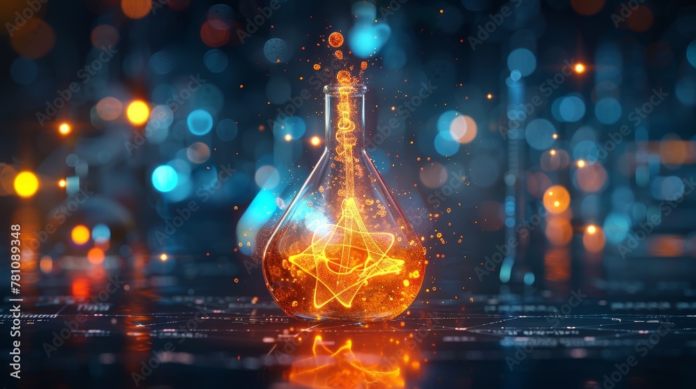 Chemistry: A 3D vector illustration of a bubbling chemical reaction in ...