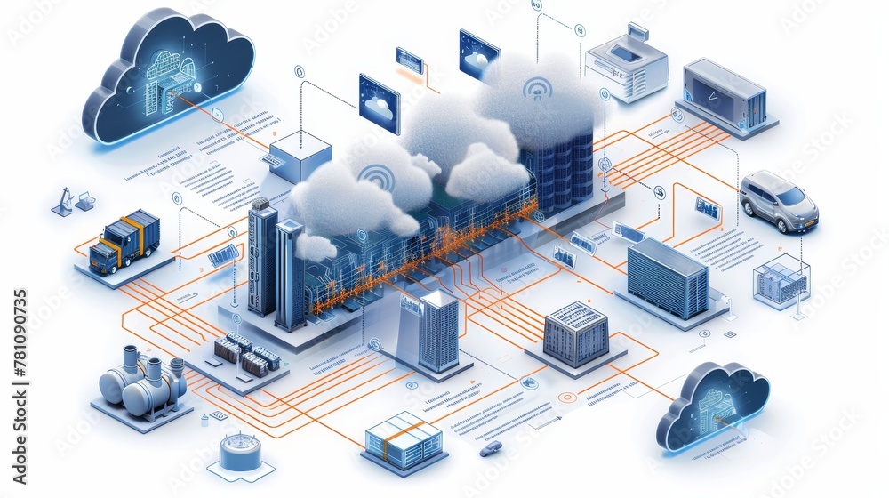 Diagram illustrating the integration of public and private clouds in a ...