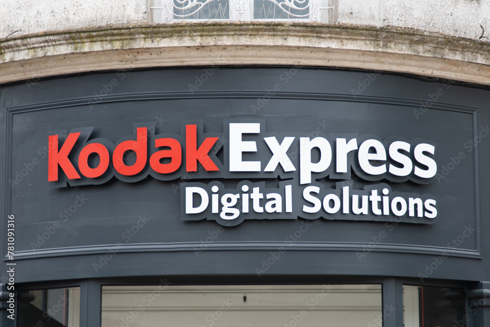 Kodak Express digital solutions store logo text and brand sign ...