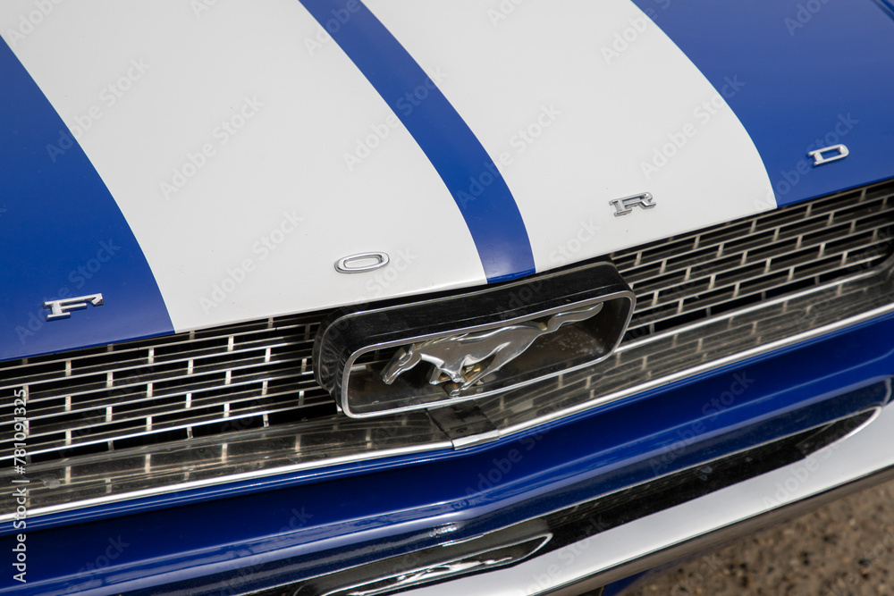 Ford mustang horse logo brand sign text front muscle retro car american ...