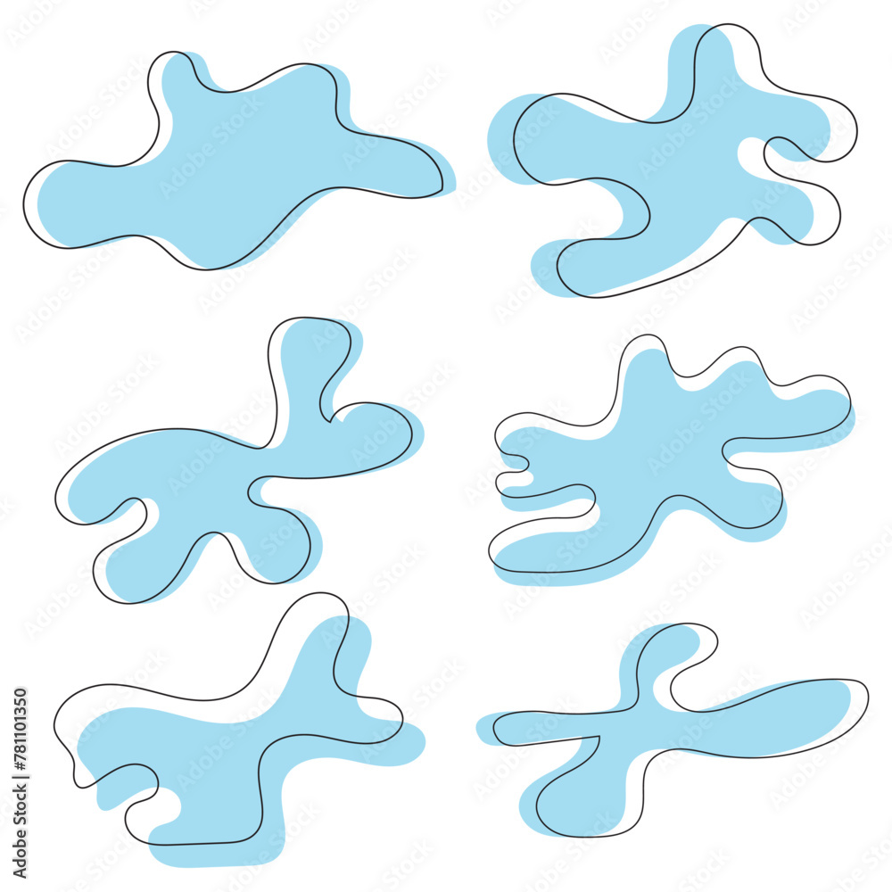 Organic amoeba blob shape abstract green color with line vector ...