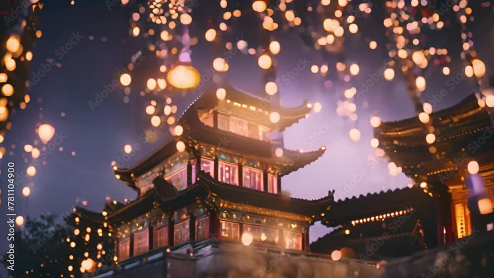 Majestic historic building of Chinese Temple at night. Tradition in ...