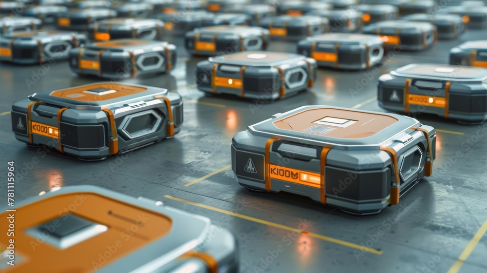 Fleet of Autonomous Industrial Robots on Factory Floor Stock Photo ...