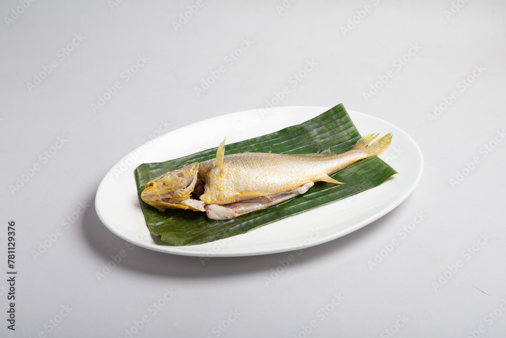 bbq baked grilled giant whole kampong fish with organic Himalayan salt ...