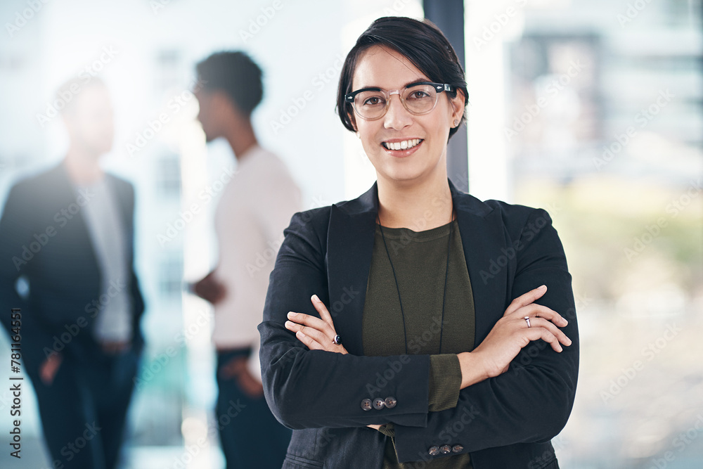 Professional woman, smile and portrait in coworking space for career ...