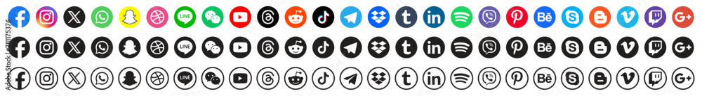Social media icon set. Social network logo collection . Social logo ...