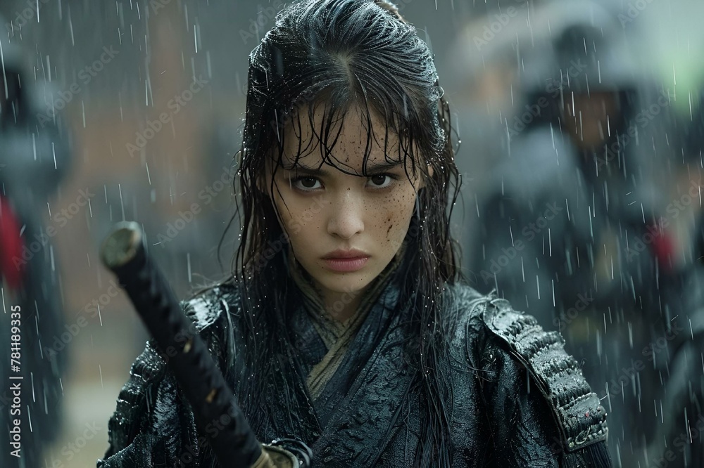 AI generated illustration of a woman with damp hair, gracefully ...