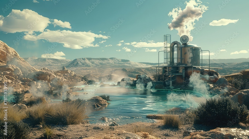An atmospheric water generator in a desert oasis, showcasing the ...