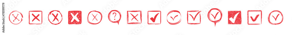 Checkbox chalk icon, sketch checkmark. Doodle check marks. Check signs ...