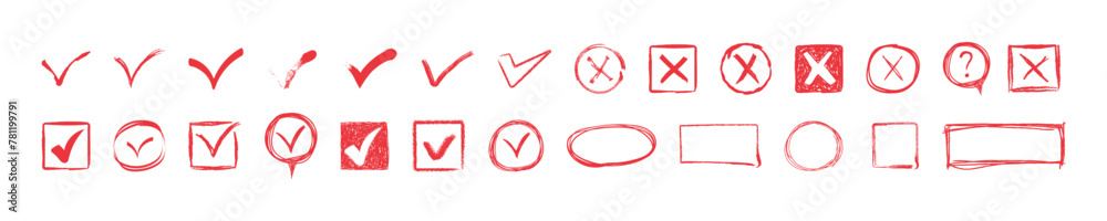 Checkbox chalk icon, sketch checkmark. Doodle check marks. Check signs ...