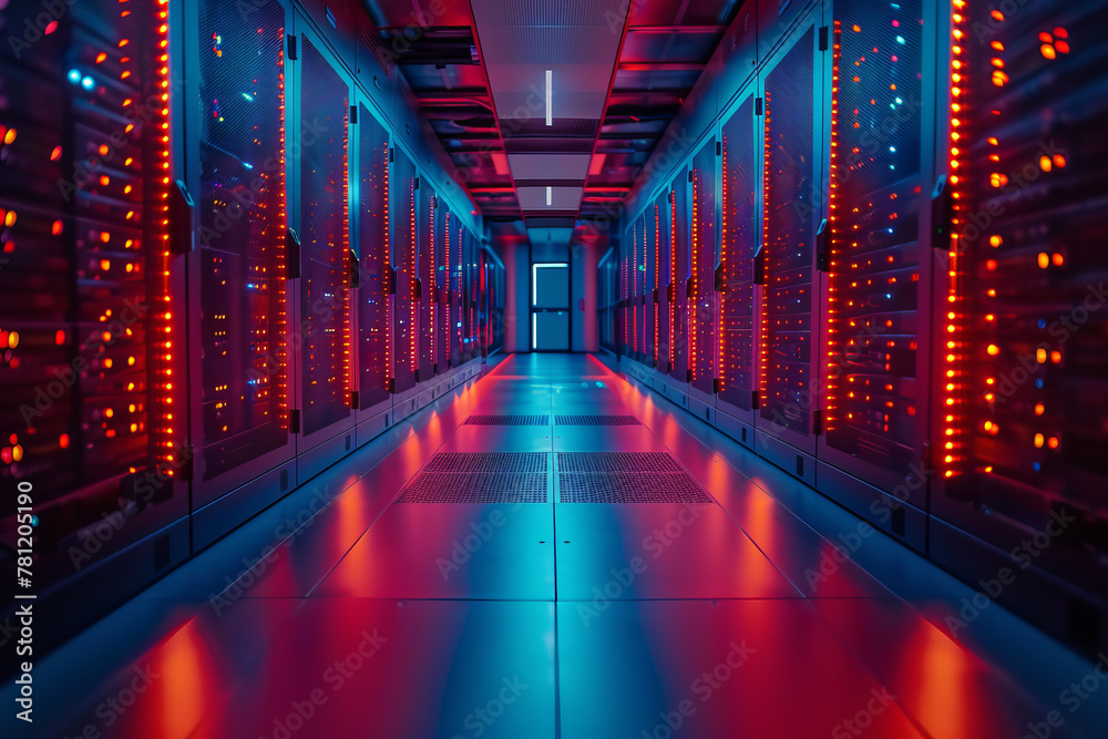 Artificial Intelligence Server Rack: A server rack glowing with LED ...