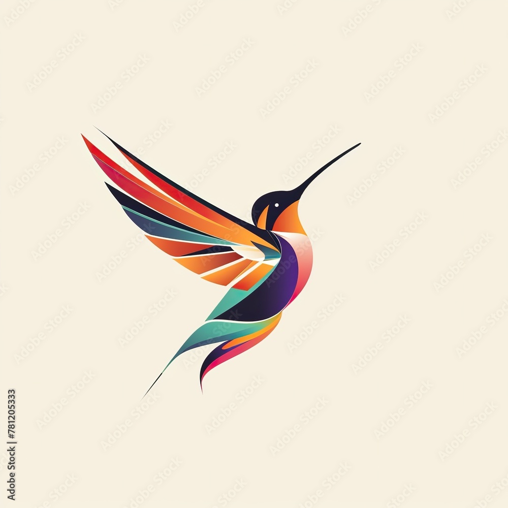 A dynamic logo depicting a stylized hummingbird in mid-flight, its ...