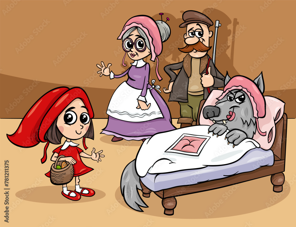 cartoon characters from little red riding hood fairy tale Stock Vector ...