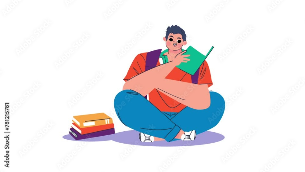 2D Cartoon Reading Book animation HD On Alpha Stock Video | Adobe Stock