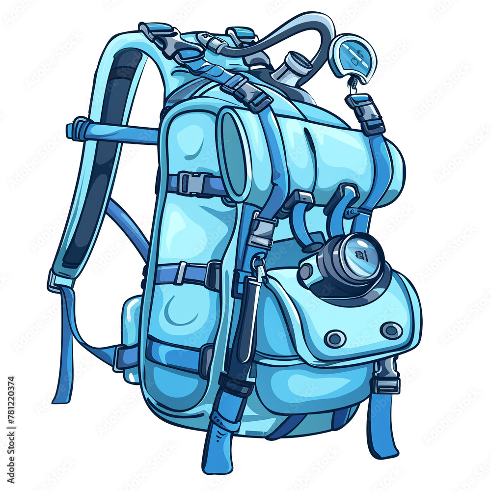 Buoyancy Control Device (BCD)Diving equipmentblue white tone cartoon 2D ...