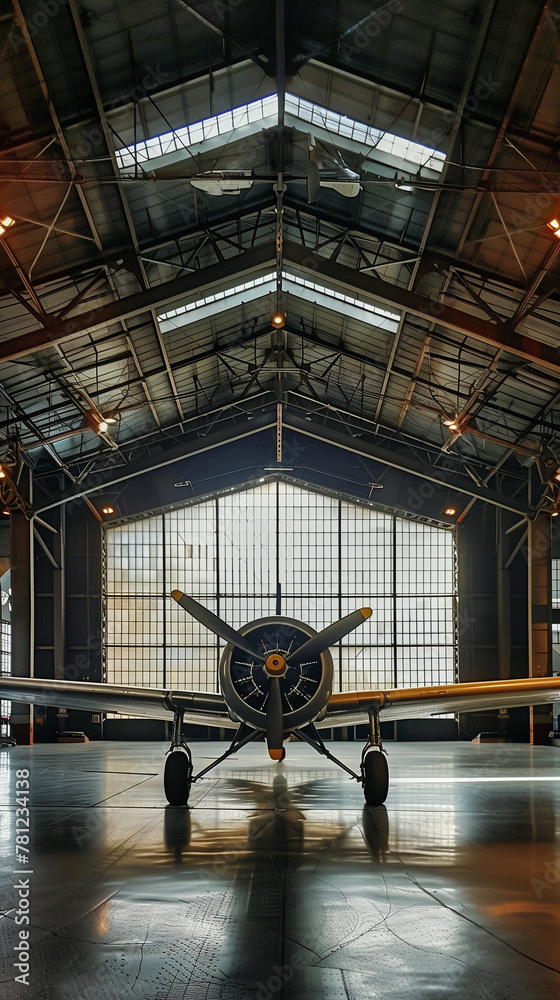Vintage Aircraft in Hangar, Front View, Aviation History and ...