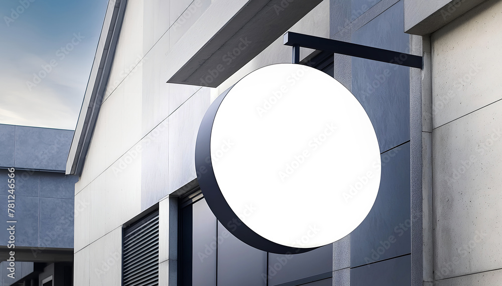 blank round store sign mockup. empty restaurant exterior signboard ...