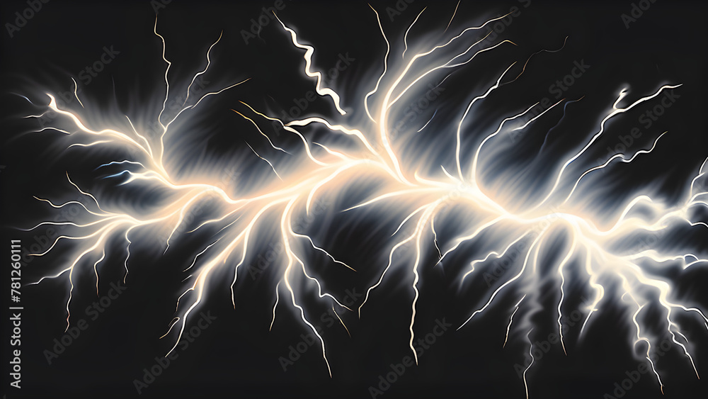 White paint lightning on black background, dynamic white explosion ...