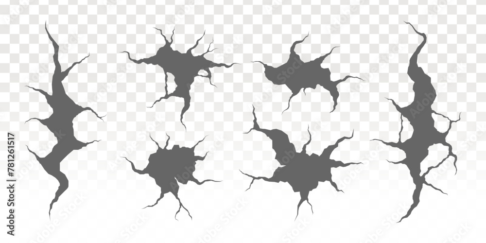 Realistic cracks in the wall. Geology damage earth surface, ground ...