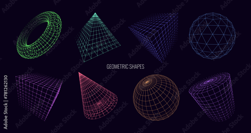 Collection of Lowpoly 3D Shapes of Platonic Solids. Polygonal Shapes ...