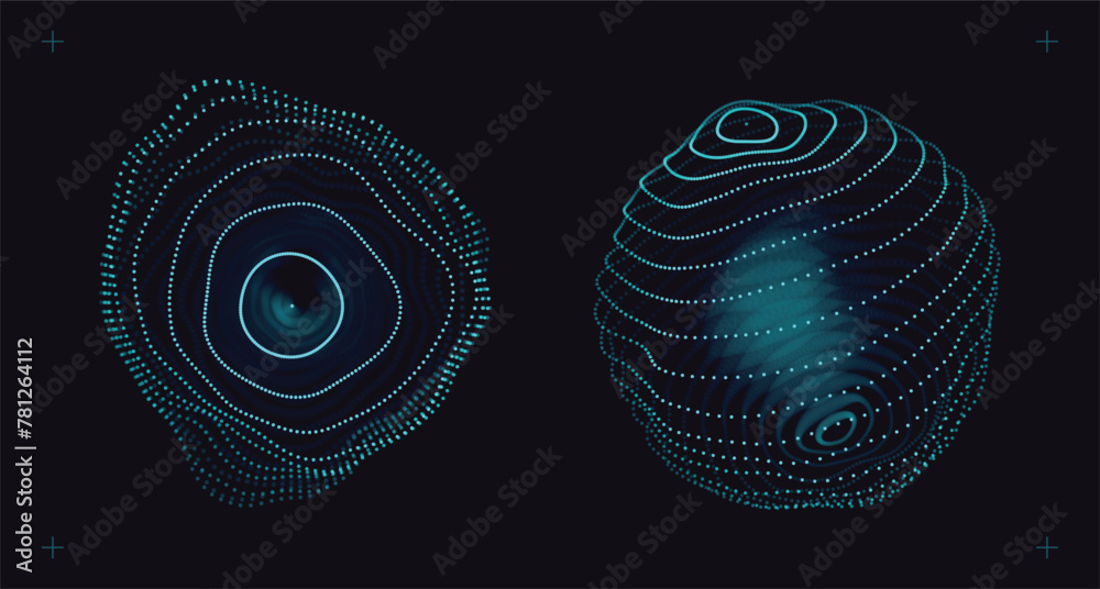 Spheres of Dots Particles. Atom Orb Technology Abstract Design Elements ...