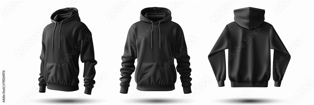 Black Hoodie Mockup Front Back Side Views Stock Photo | Adobe Stock