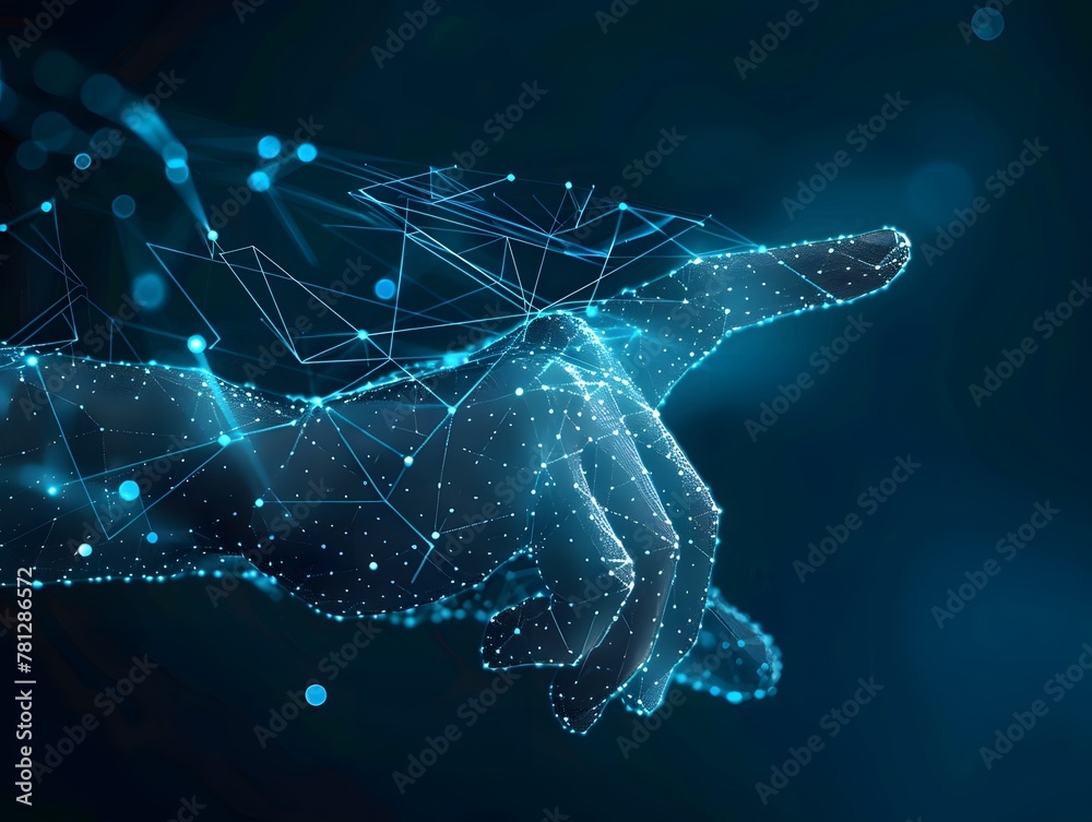 Businessman low poly finger pointing, Abstract technology line triangle ...