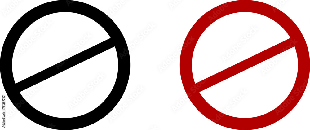Sign forbidden. Icon symbol ban. Red circle sign stop entry ang slash ...